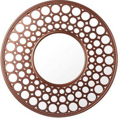Copper Round Designer Wall Mirror Decoration Art Piece | DIY at B&Q