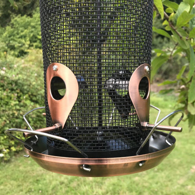 Copper Style Extra Large Hanging Metal Bird Seed Feeder with Seed ...