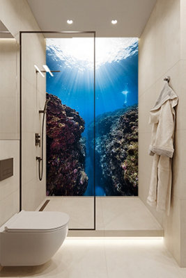 Coral/Ocean Scene Shower Panel - Large, High Quality Shower Panel - 1 ...