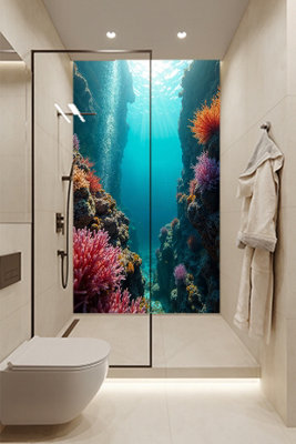 Coral/Ocean Scene Shower Panel - Large, High Quality Shower Panel - 1 ...