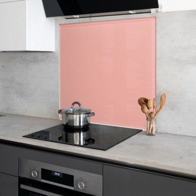 Coral Toughened Glass Kitchen Splashback - 600mm x 600mm