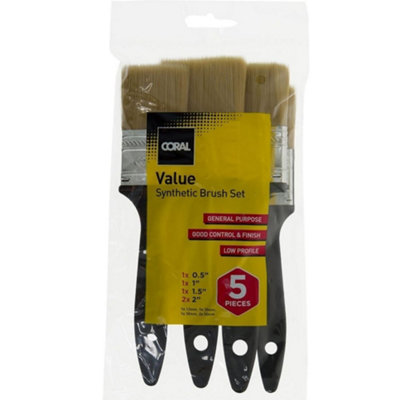Coral Value Synthetic - Paint Brush Set - 5 Pack