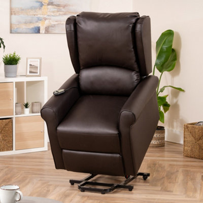 Corcoran 76cm Brown Bonded Leather High Back Mobility Aid Electric Lift ...