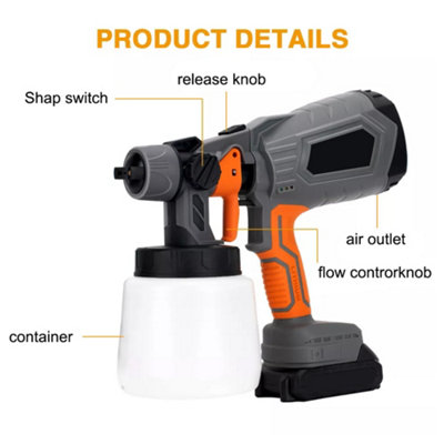 Cordless 21V HVLP Paint Sprayer with 2 Batteries, 1000ml Cup for DIY ...