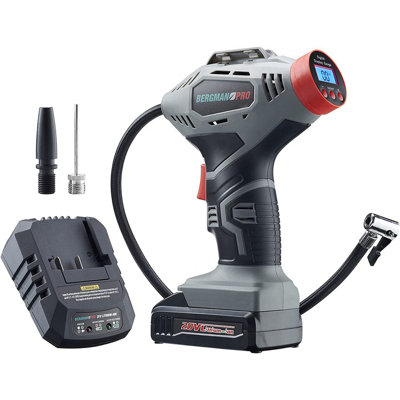 Cordless Digital Tyre Inflator Portable Air Compressor with Light Auto Shut Off and Rechargeable Battery H26 x W17 x D8cm