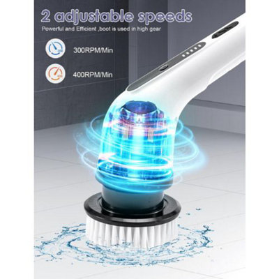 CORDLESS ELECTRIC CLEANING BRUSH WITH 9 REPLACEABLE BRUSH HEADS, SHOWER ...