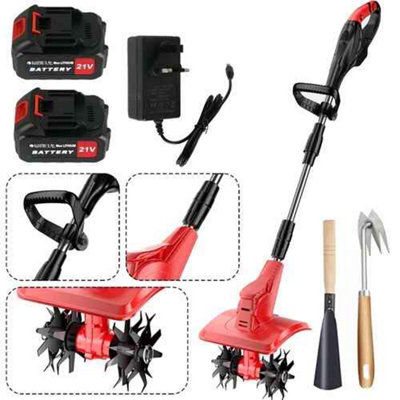 Cordless Electric Garden Tiller Cultivator Rotavator Powerful Soil Tool ...