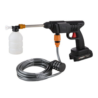 Cordless Handheld Pressure Washer with 5m Hose and 2 Batteries in Black