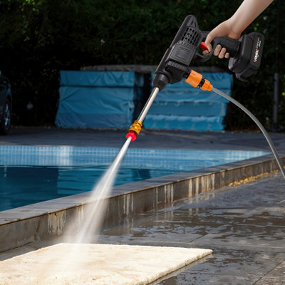 Cordless Handheld Pressure Washer with 5m Hose and 2 Batteries in Black