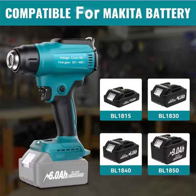 Cordless Heat Gun Compatible Makita 18V Battery, 990 F Handheld Hot Air ...