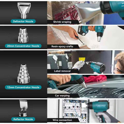 Cordless Heat Gun Compatible Makita 18V Battery, 990 F Handheld Hot Air ...