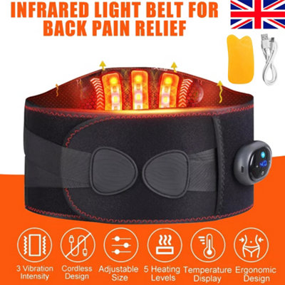 Cordless Heated Back & Waist Massager Belt, Vibration Therapy for Pain ...