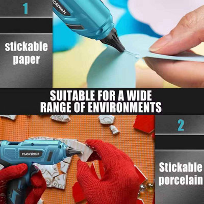 Cordless Hot Glue Gun with 2x 3Ah Battery, Portable Electric Melt Gun ...