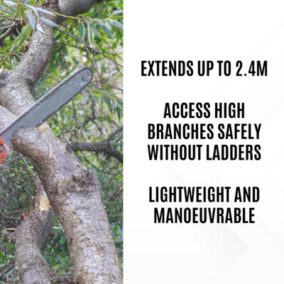 Cordless Pole Saw - Lightweight Electric Tree Pruner - Extends to 2.4m ...