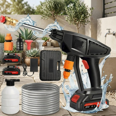 Cordless Pressure Washer Black, Water Cleaner, 2 Battery