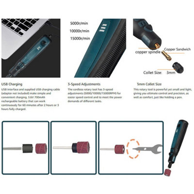 Cordless Rechargeable Electric Mini Drill Grinder Engraving Pen Rotary ...