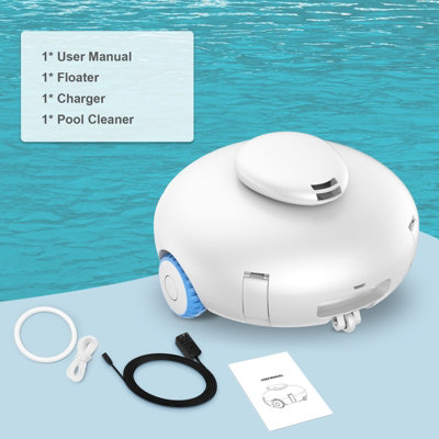 Cordless Robotic Pool Cleaner Powerful Suction Rechargeable Battery ...