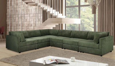 Corduroy Green 2C3 Modular Corner Sofa