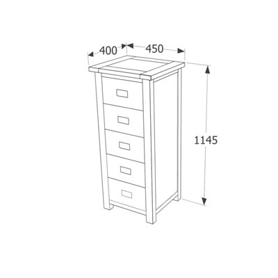 Core Products 5 Drawer Narrow Chest, Rich Dark Brown Lacquer Finish ...