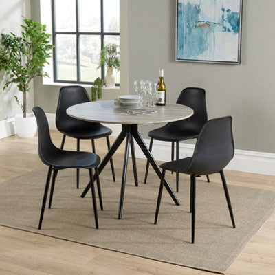 Core Products Aspen Grey Oak Effect 100cm Round Dining Table with 4 ...