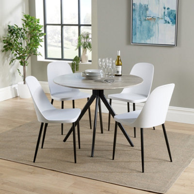 Core Products Aspen Grey Oak Effect 100cm Round Dining Table with 4 ...
