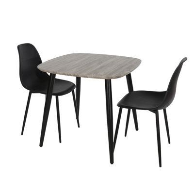 Core Products Aspen Grey Oak Effect 80cm Square Dining Table with 2 ...