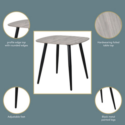 Core Products Aspen Grey Oak Effect 80cm Square Dining Table with 2 ...
