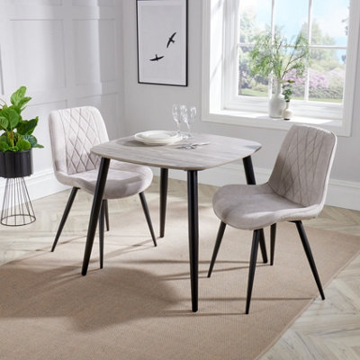 Core Products Aspen Grey Oak Effect 80cm Square Dining Table with 2 ...