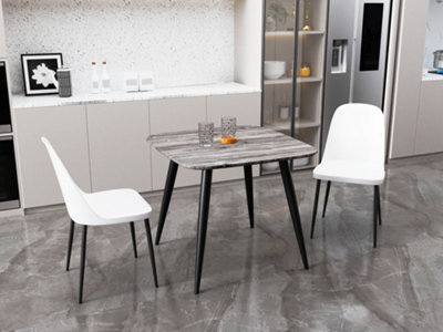 Core Products Aspen Grey Oak Effect 80cm Square Dining Table with 2 ...
