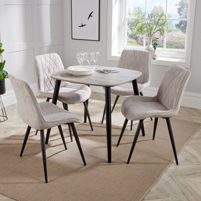 Core Products Aspen Grey Oak Effect 80cm Square Dining Table with 4 ...