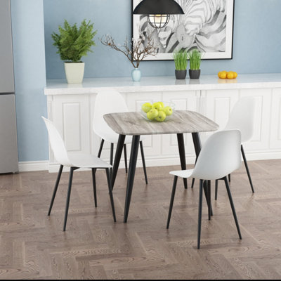 CORE PRODUCTS ASPEN GREY OAK EFFECT 80CM SQUARE DINING TABLE WITH 4 ...