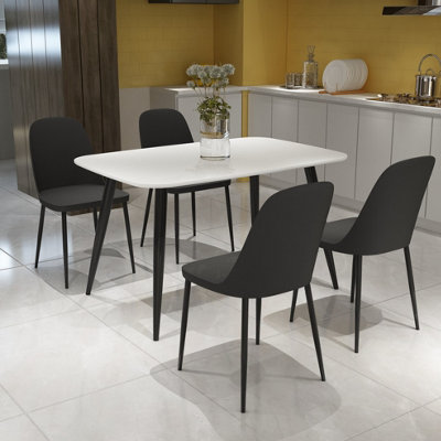 Core Products Aspen White 120cm Rectangular Dining Table with 4 Black ...