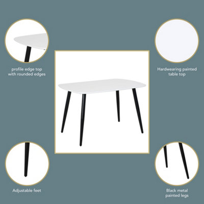 Core Products Aspen White 120cm Rectangular Dining Table with 4 Calico ...