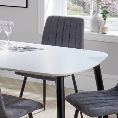 Core Products Aspen White 120cm Rectangular Dining Table with 4 Calico ...