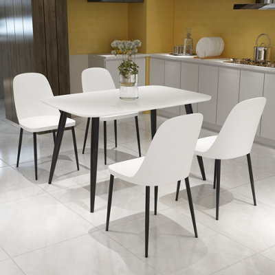 CORE PRODUCTS ASPEN WHITE 120CM RECTANGULAR DINING TABLE WITH 4 WHITE ...