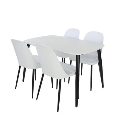 CORE PRODUCTS ASPEN WHITE 120CM RECTANGULAR DINING TABLE WITH 4 WHITE ...