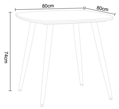 Core Products Aspen White 80cm Square Dining Table with 2 Black Plastic ...