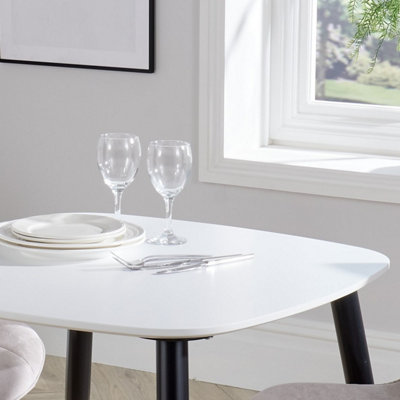 Core Products Aspen White 80cm Square Dining Table with 2 Black Plastic ...