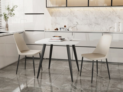 Core Products Aspen White 80cm Square Dining Table with 2 Calico ...