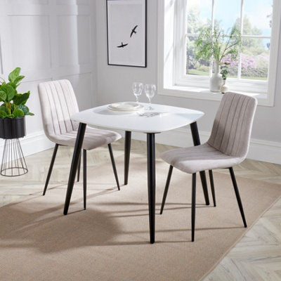 Core Products Aspen White 80cm Square Dining Table with 2 Natural ...