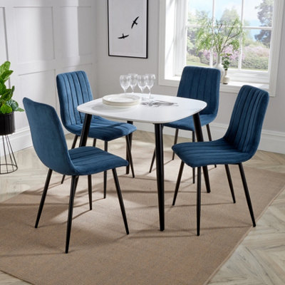 Core Products Aspen White 80cm Square Dining Table with 4 Blue Cord ...