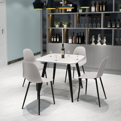 Core Products Aspen White 80cm Square Dining Table with 4 Calico ...