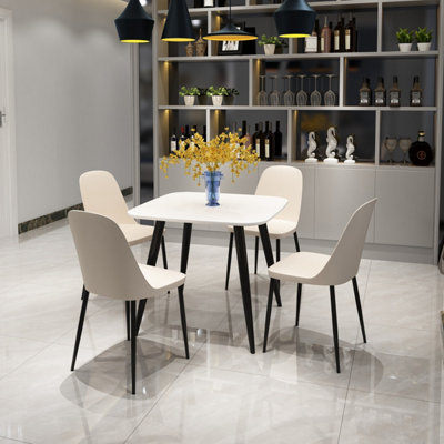 Core Products Aspen White 80cm Square Dining Table with 4 Calico ...