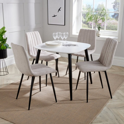 CORE PRODUCTS ASPEN WHITE 80CM SQUARE DINING TABLE WITH 4 NATURAL ...