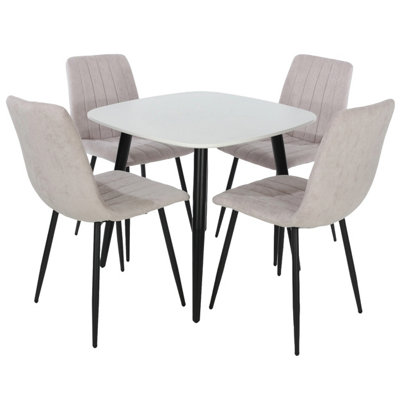CORE PRODUCTS ASPEN WHITE 80CM SQUARE DINING TABLE WITH 4 NATURAL ...