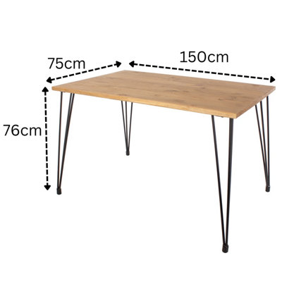 Core Products Augusta Industrial Pine rectangular dining table 1500mm