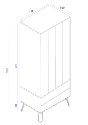Core Products Augusta Industrial White 2 door, 2 drawer wardrobe