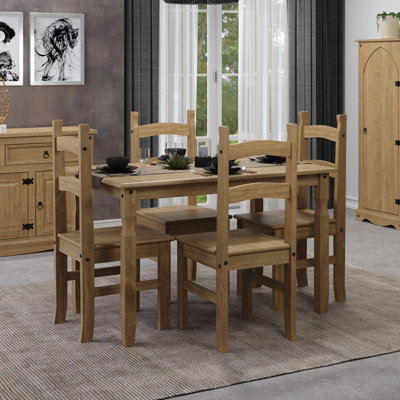 Core Products Corona Rectangular Dining Table & 4 Chair Set, Antique ...