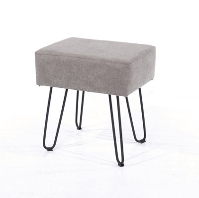 Core Products Grey fabric upholstered rectangular stool with black ...