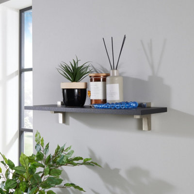 Core Products Lavant 60cm Slim Shelf in Black with L Shape Brackets